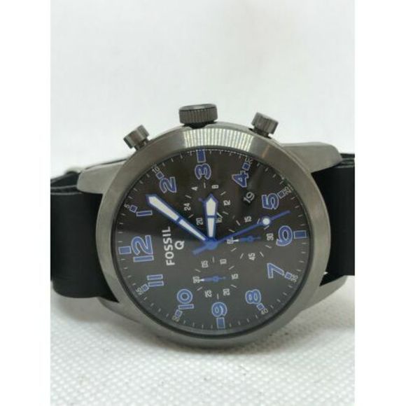 Fossil | Jewelry | Fossilq Smartwatch Gen Chronograph Black Leather ...